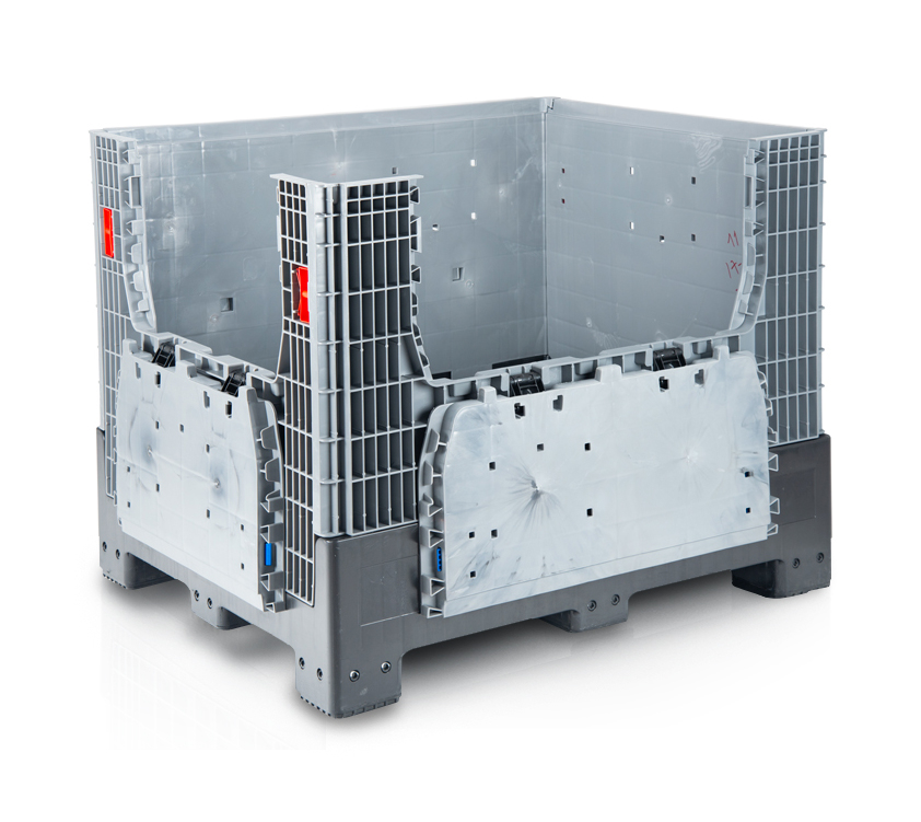 Collapsible big boxes 120x100x97,5 cm - 2 x deposit window - 4 feet | TBA Plastové obaly s.r.o.