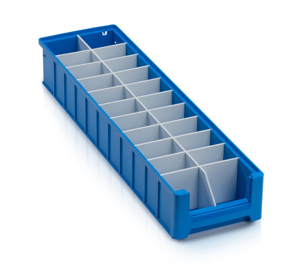 Longitudinal divider with cut-outs for storage racking box - 60x9 cm